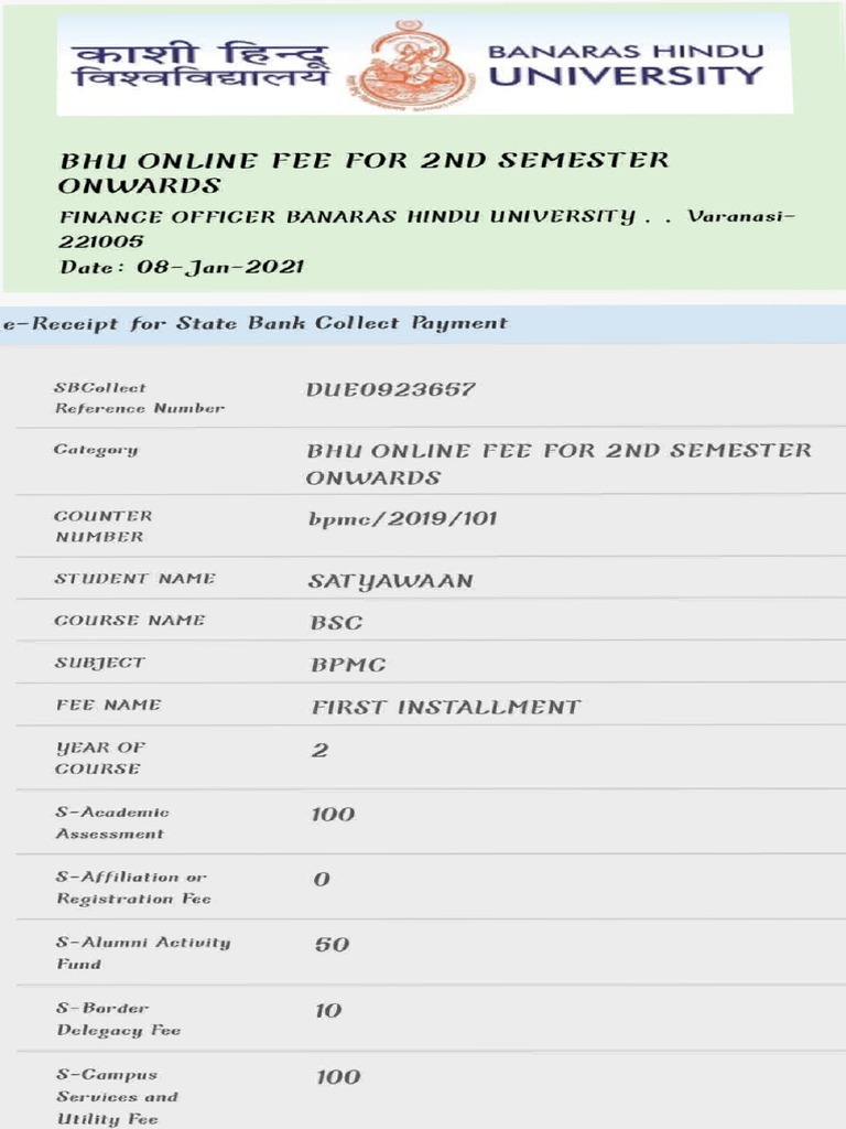 3 RD Semester Fee Receipt | PDF | Fee | Trade