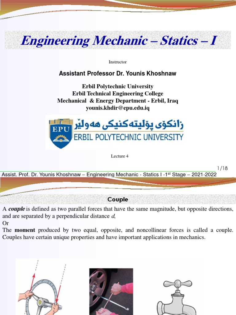 Engineering Mechanic - Statics - I | PDF | Force | Euclidean Vector