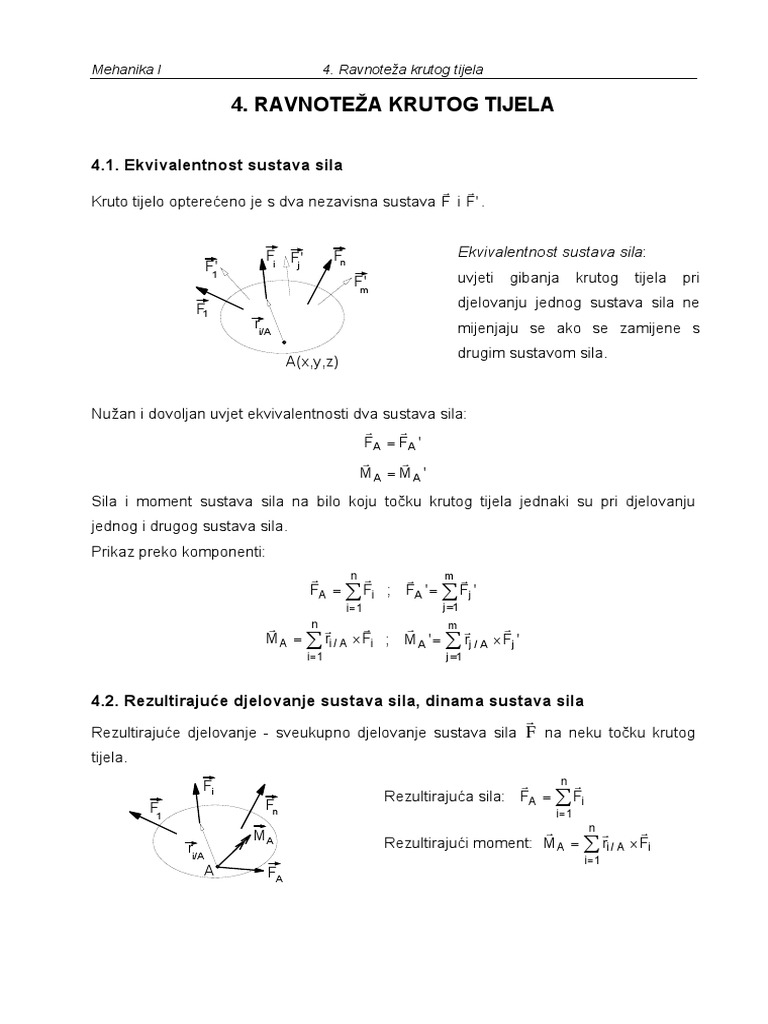 4 Ravnoteza Krutog Tijela | PDF