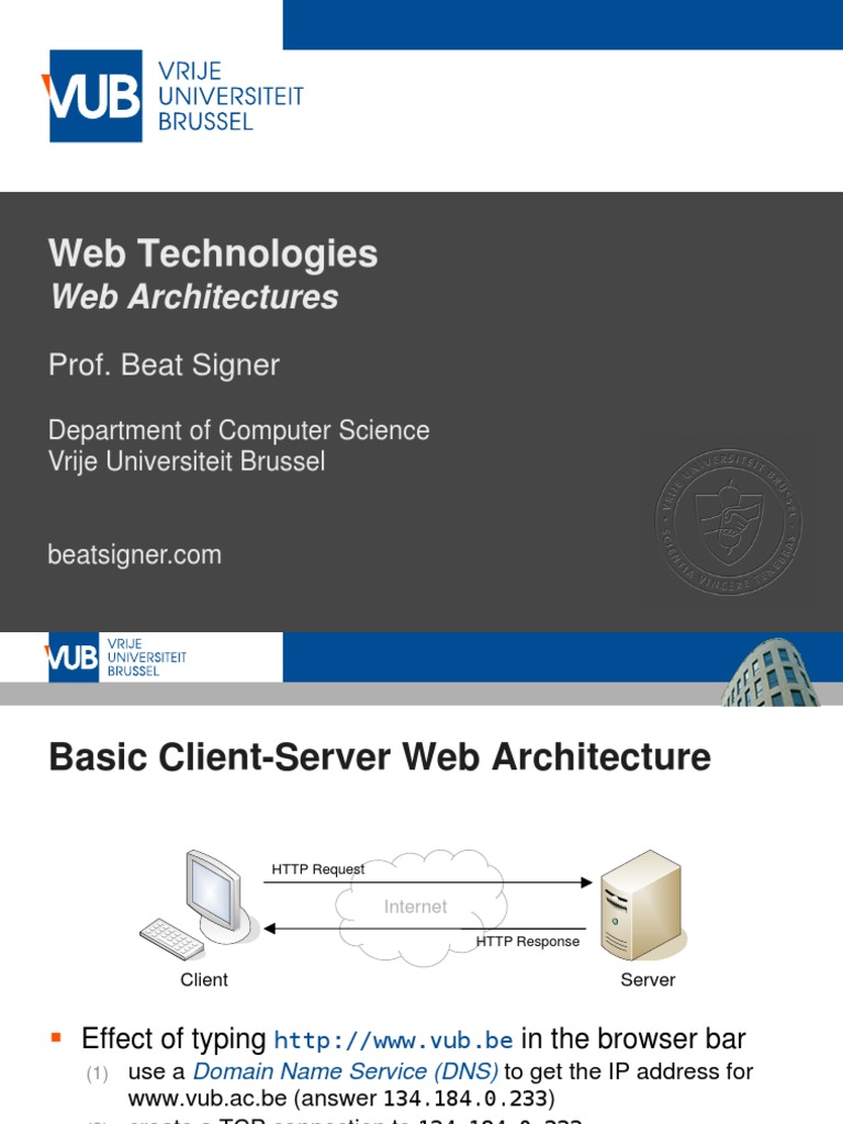 Web Architectures - Lecture 2 - Web Technologies (1019888BNR) | PDF | Hypertext Transfer ...