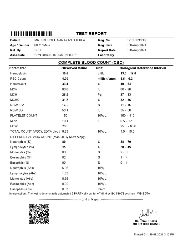 rpt-1 | PDF | Animal Anatomy | Medical Tests