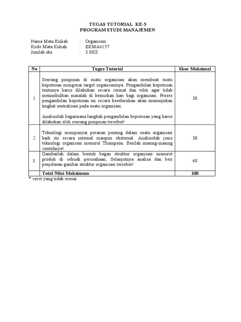 Soal TT 3 Organisasi 2021 - 2 | PDF