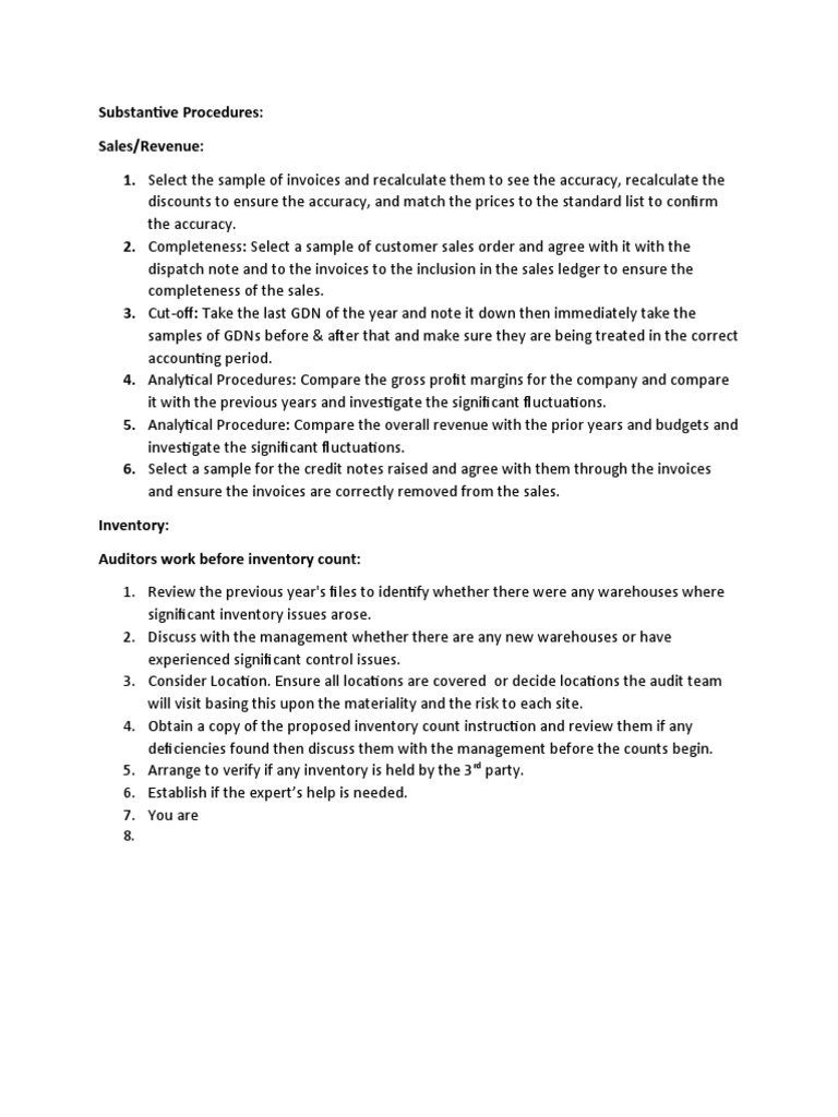 Substantive Procedures F8 | PDF