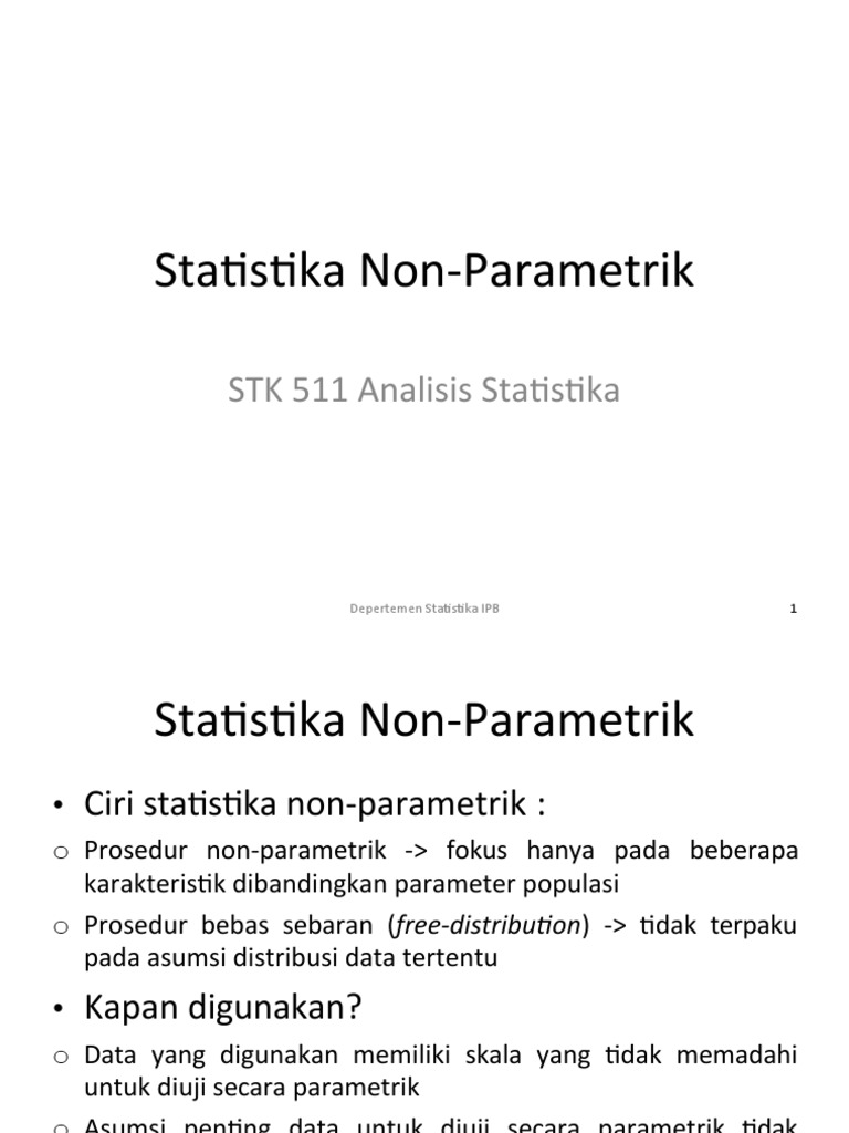 NON-PARAMETRIC STATISTICS TECHNIQUES | PDF