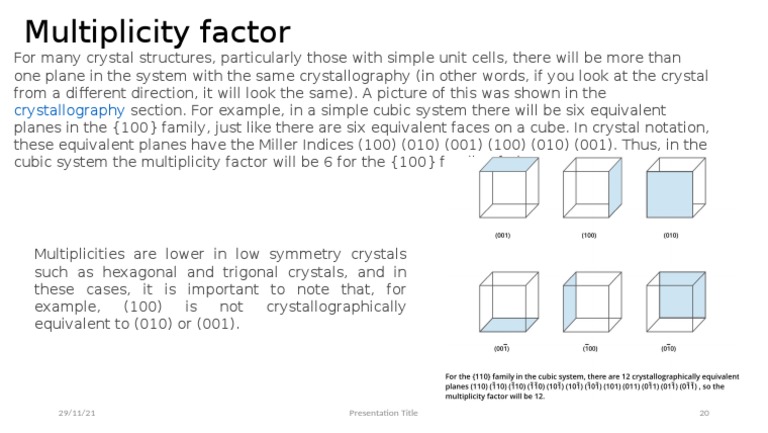 Multiplicity Factor: Crystallography | PDF