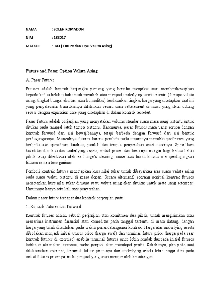Future Dan OpsI Valuta Asing | PDF | Pengelolaan Keuangan & Uang