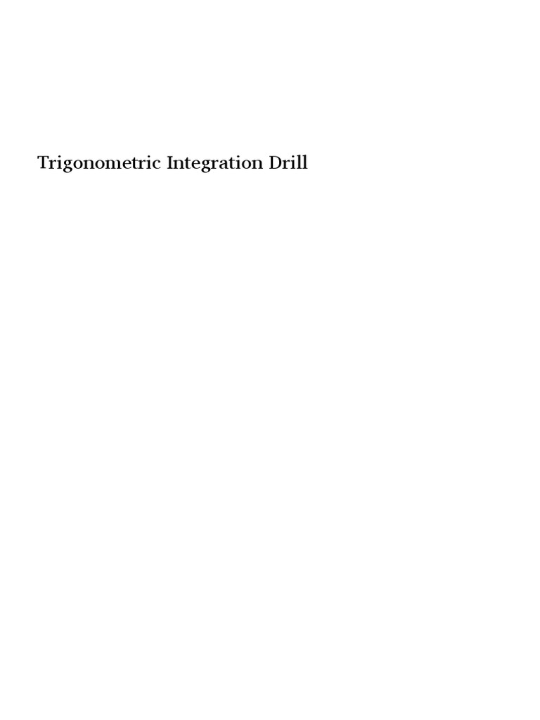 AP Calculus AB BC Trigonometric Integration | PDF | Trigonometric ...