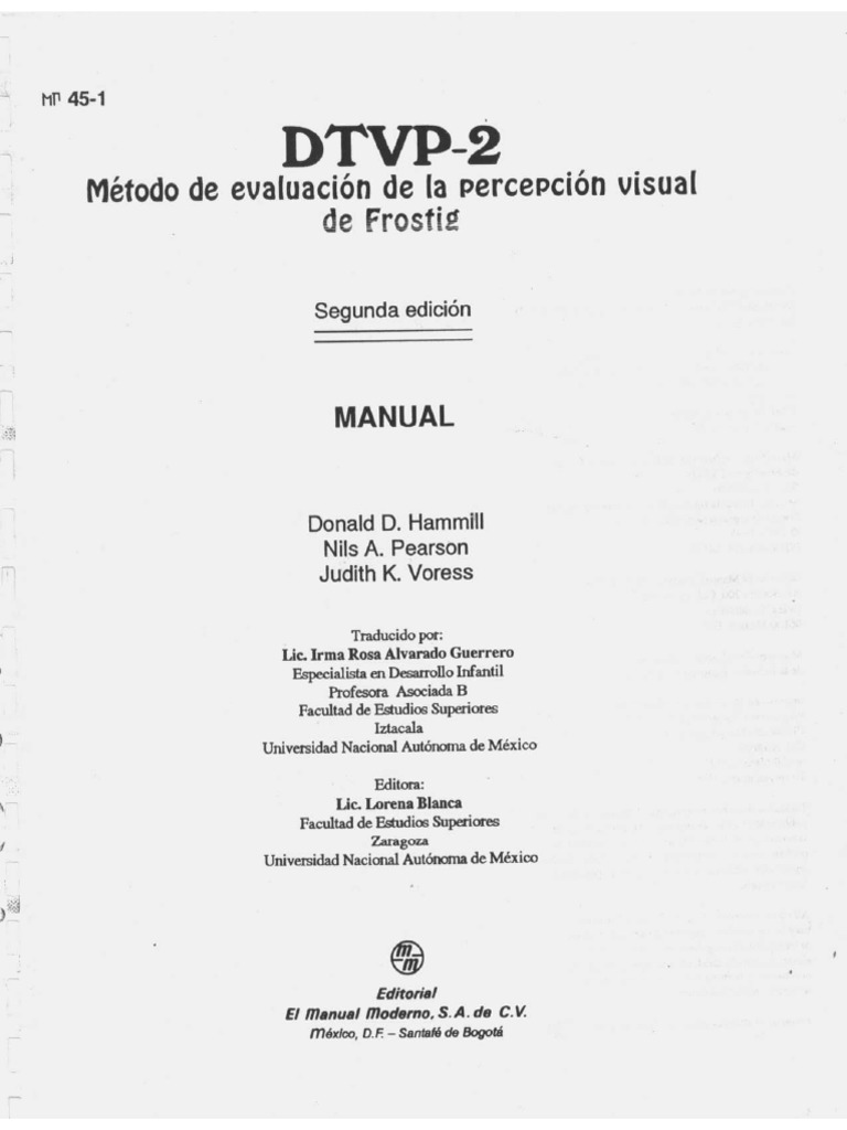 Manual - DTVP-2 Método de Evaluación de La Percepción Visual de Frostig ...