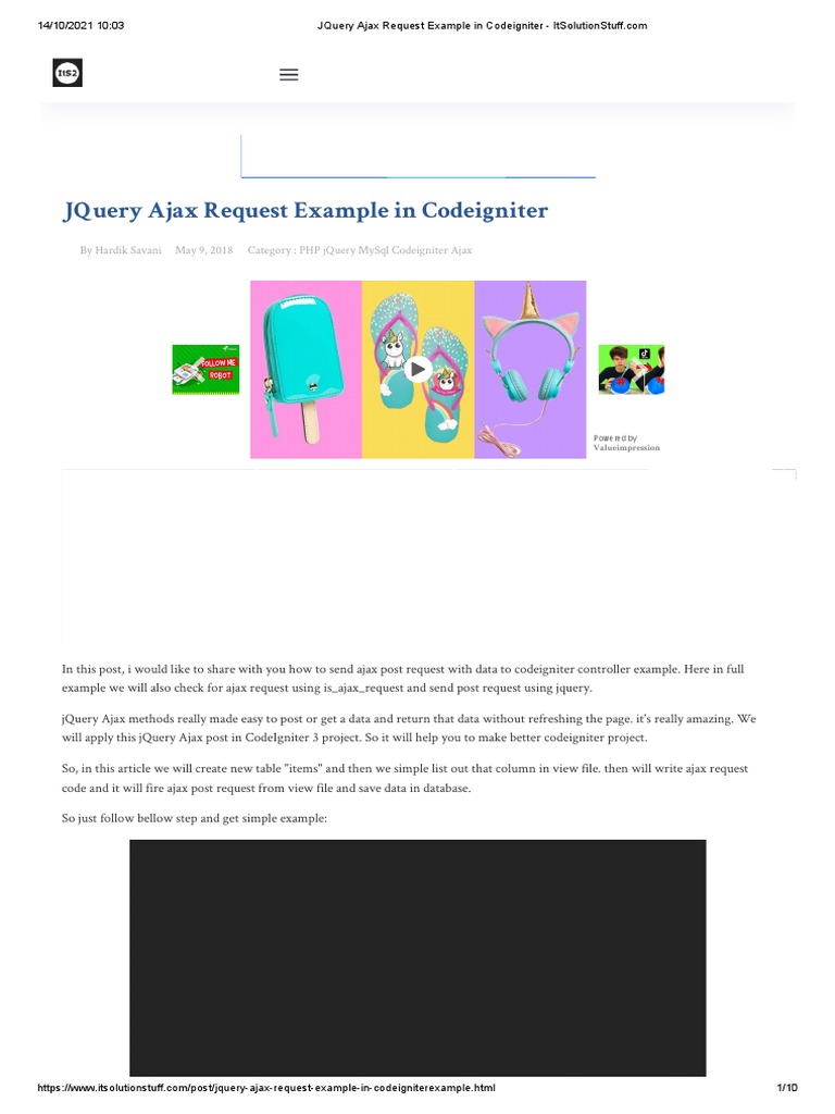 Jquery Ajax Request Example In Codeigniter Pdf Ajax Programming J Query