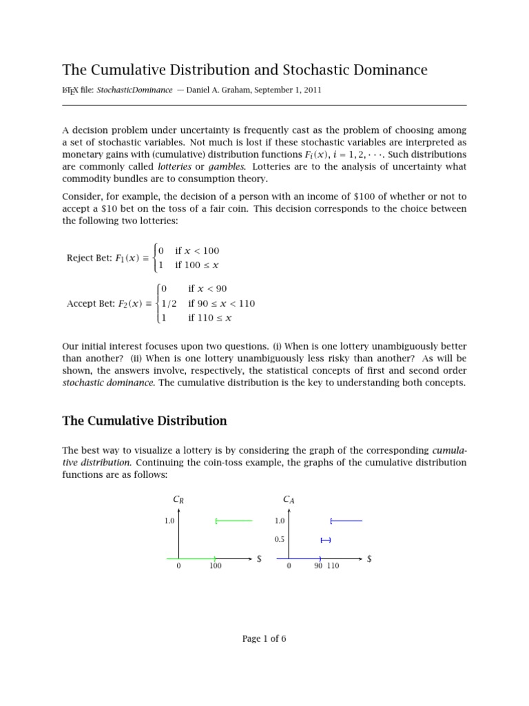 The Cumulative Distribution and Stochastic Dominance | PDF | Risk Aversion | Mathematics