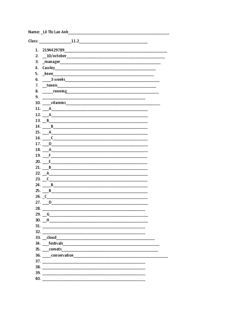 Answer Sheet | PDF