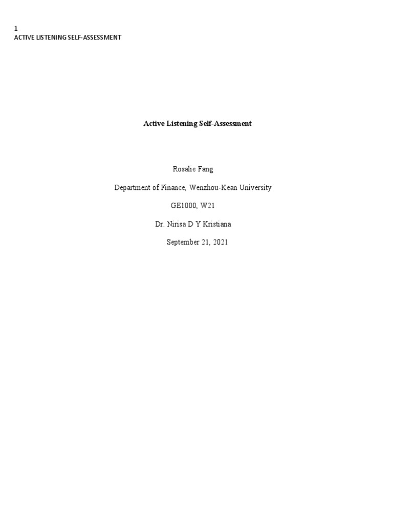 Active Listening Self Assessment | PDF | Attention | Psychological Concepts Active Listening Self Assessment | PDF | Attention | Psychological Concepts