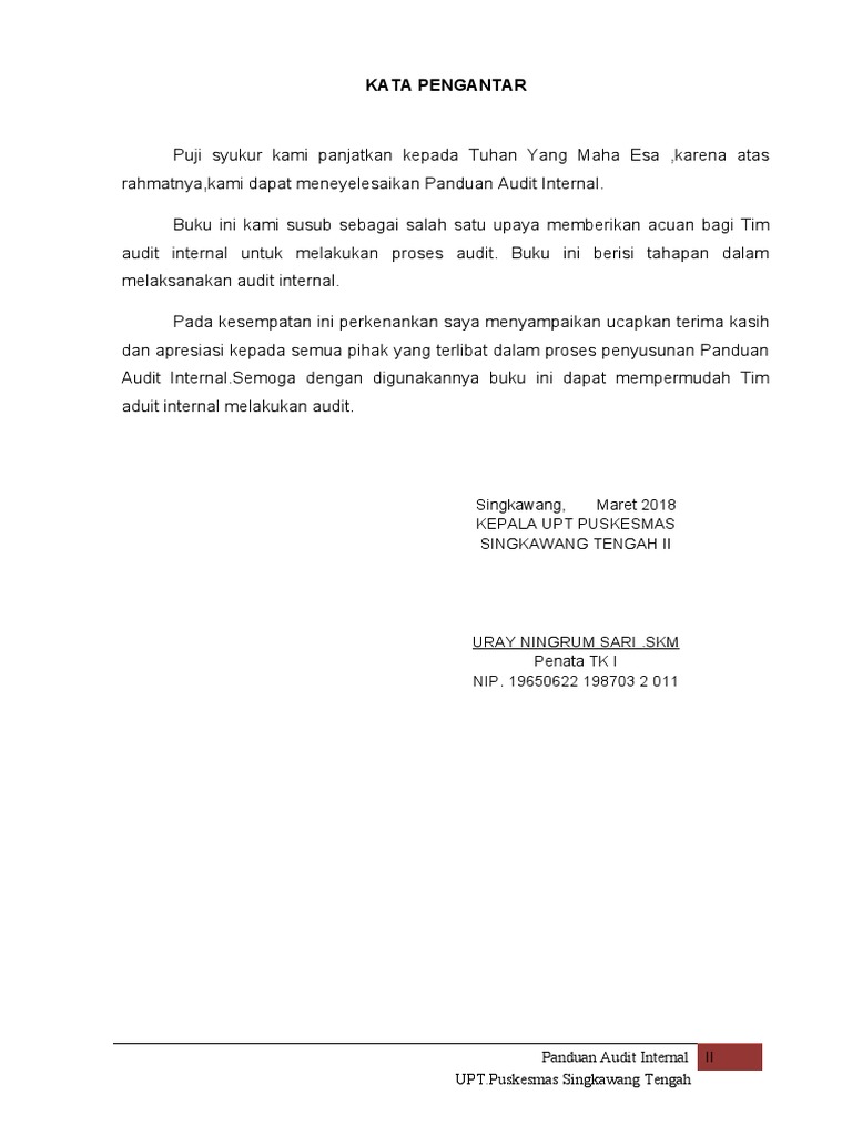 Kata Pengantar Audit Internal | PDF