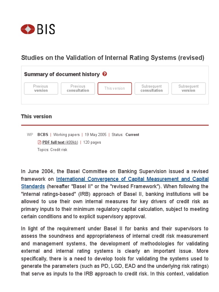 Validation of Internal Rating Systems | PDF | Basel Ii | Business