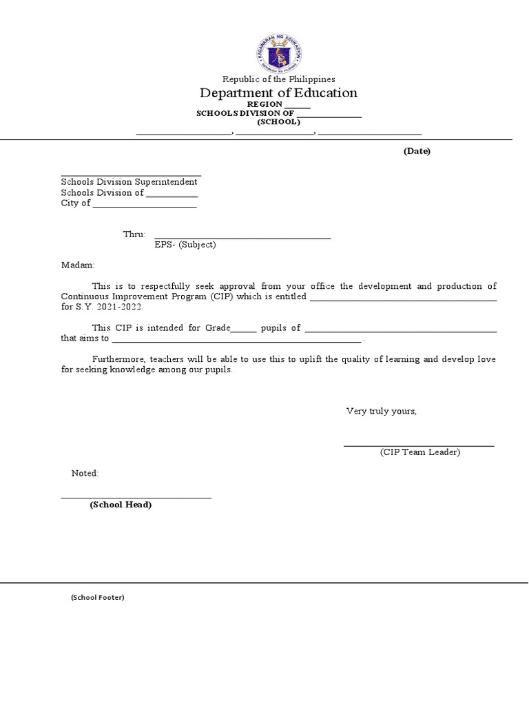 Department of Education: (Date) | PDF