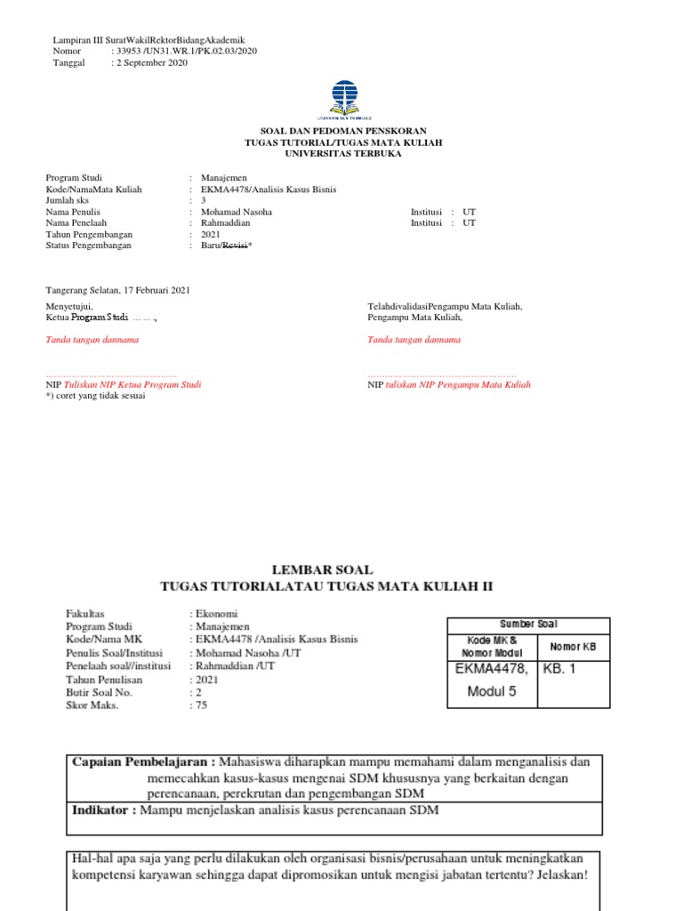 Tugas 2 - EKMA4478 Analisis Kasus Bisnis - Robi Utama - 041672542 | PDF