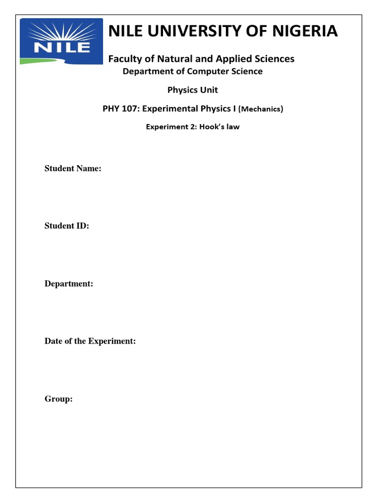 PHY 107 Experiment 2 | PDF