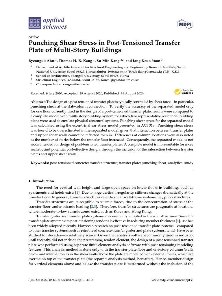 Punching Shear Stress in PT Transfer Plate | PDF | Prestressed Concrete ...