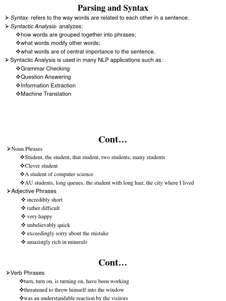Parsing and Syntax | PDF | Parsing | Syntax