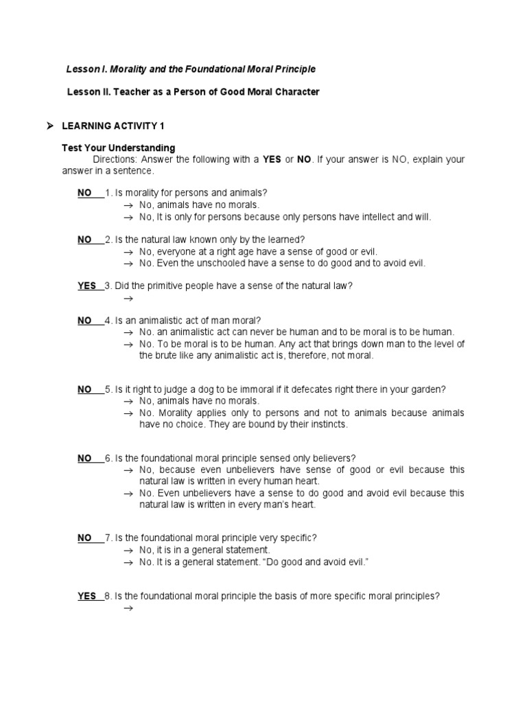 Lesson 2 | PDF | Natural Law | Morality