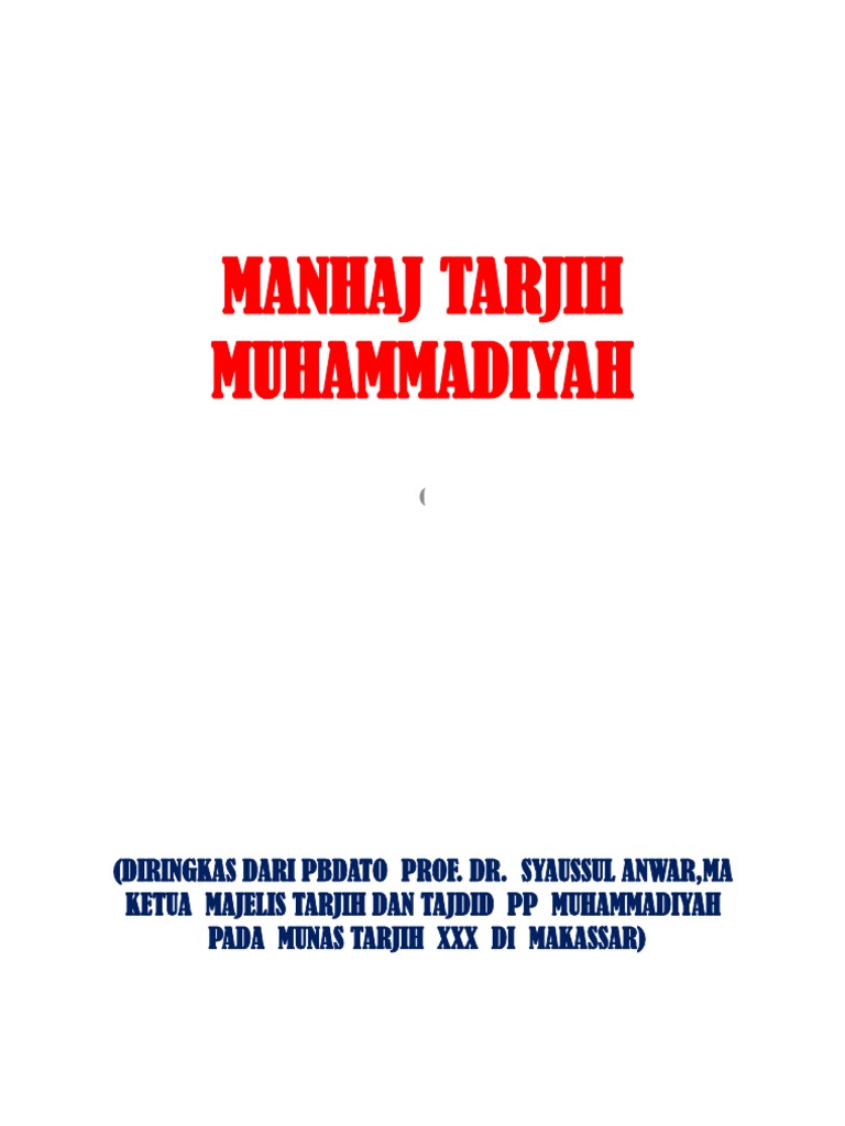 Manhaj Tarjih Muhammadiyah: Definisi dan Pendekatan | PDF