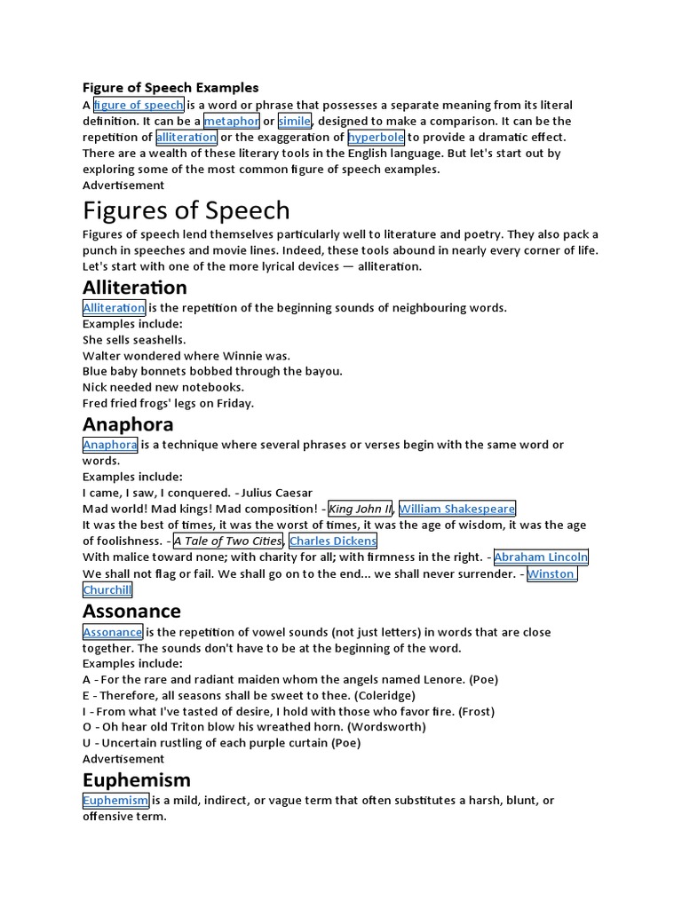 Figure of Speech Examples | PDF | Poetry | Irony