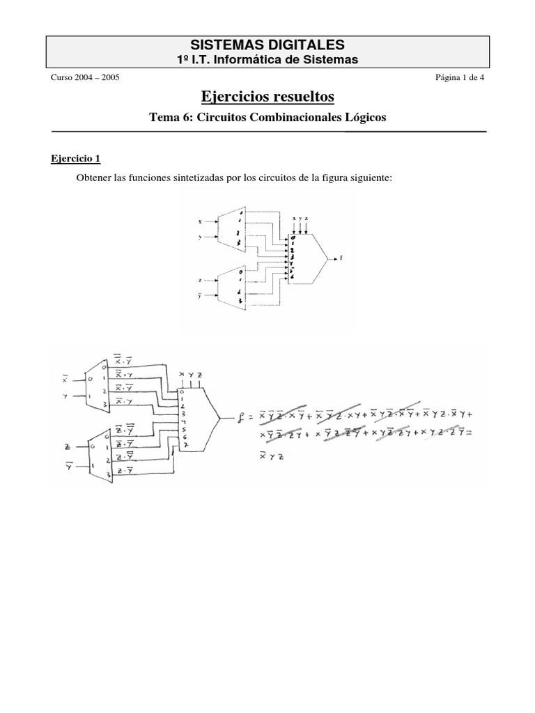 Jercicios Resueltos de Circuitos Combinacionales | PDF | Puerta lógica | Informática