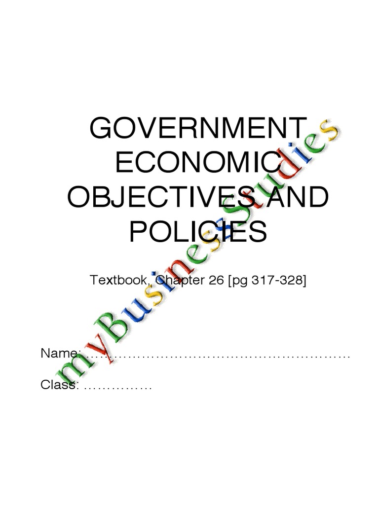 Government Economic Objectives & Policies | PDF | Taxes | Balance Of ...
