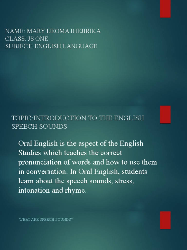 Week One Oral English Js One Ihejirika | PDF | Career & Growth ...