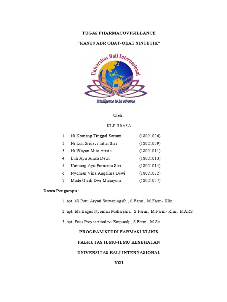 Makalah A3A - Kelompok 3 - Kasus ADR Obat-Obat Sintetik (Obat ...