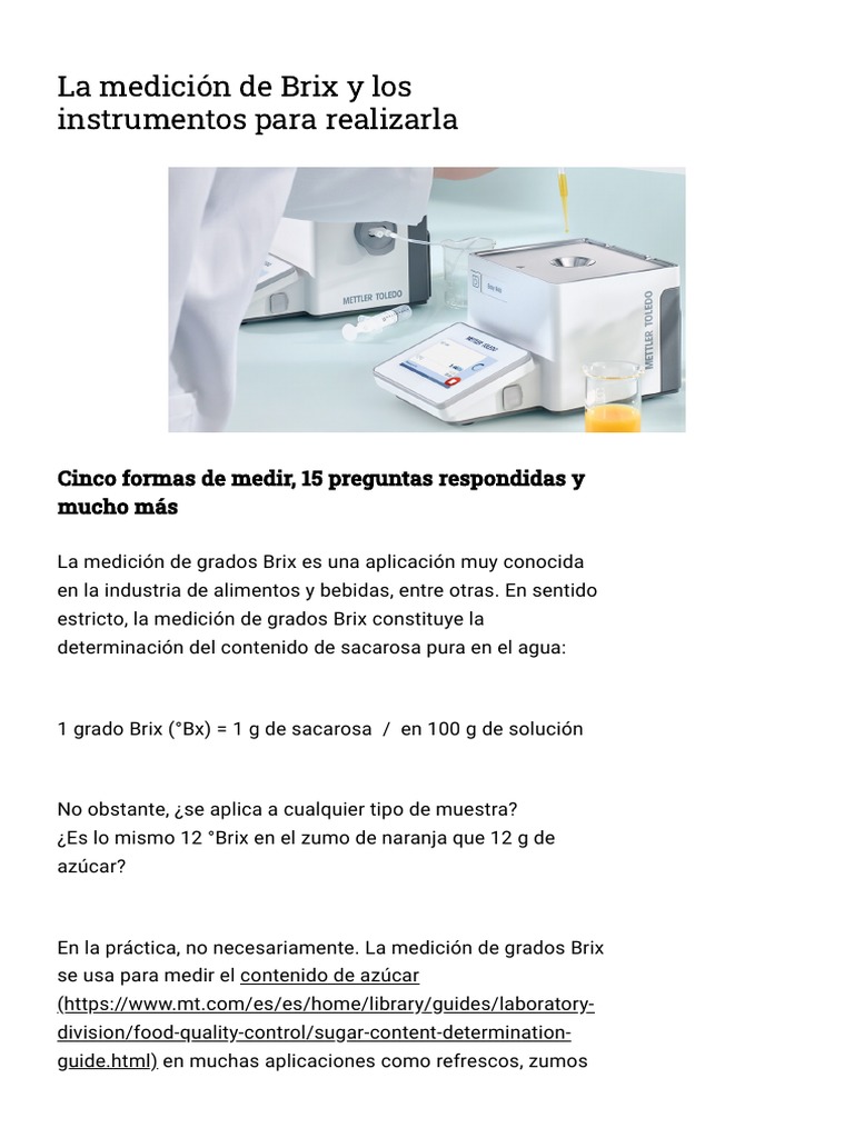 Brix - Los Conceptos Básicos | PDF | Concentración | Metrología
