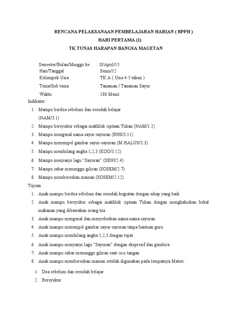 Contoh-Rpph TK | PDF