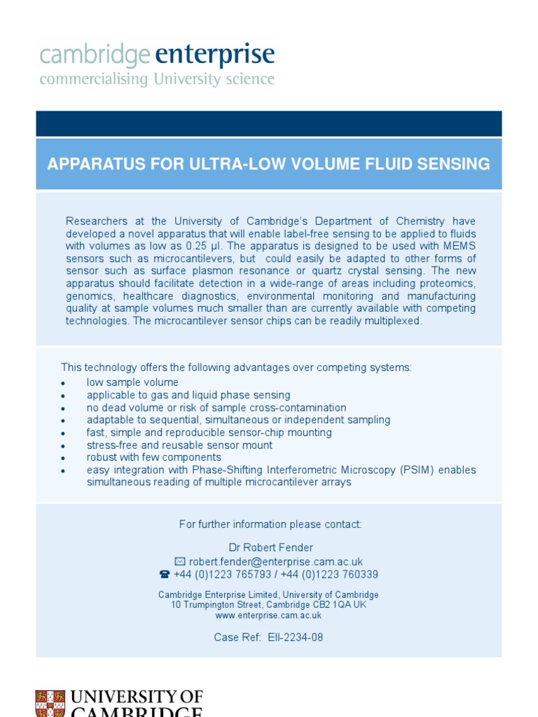 Apparatus For Ultra-Low Volume Fluid Sensing - Ell-2204-08 | PDF ...