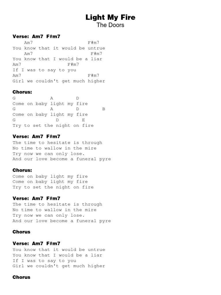 Light My Fire Lyrics The Doors | PDF
