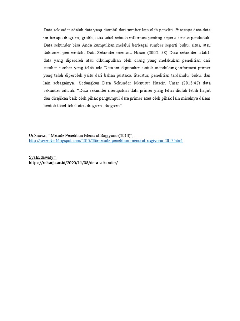 Data Sekunder | PDF