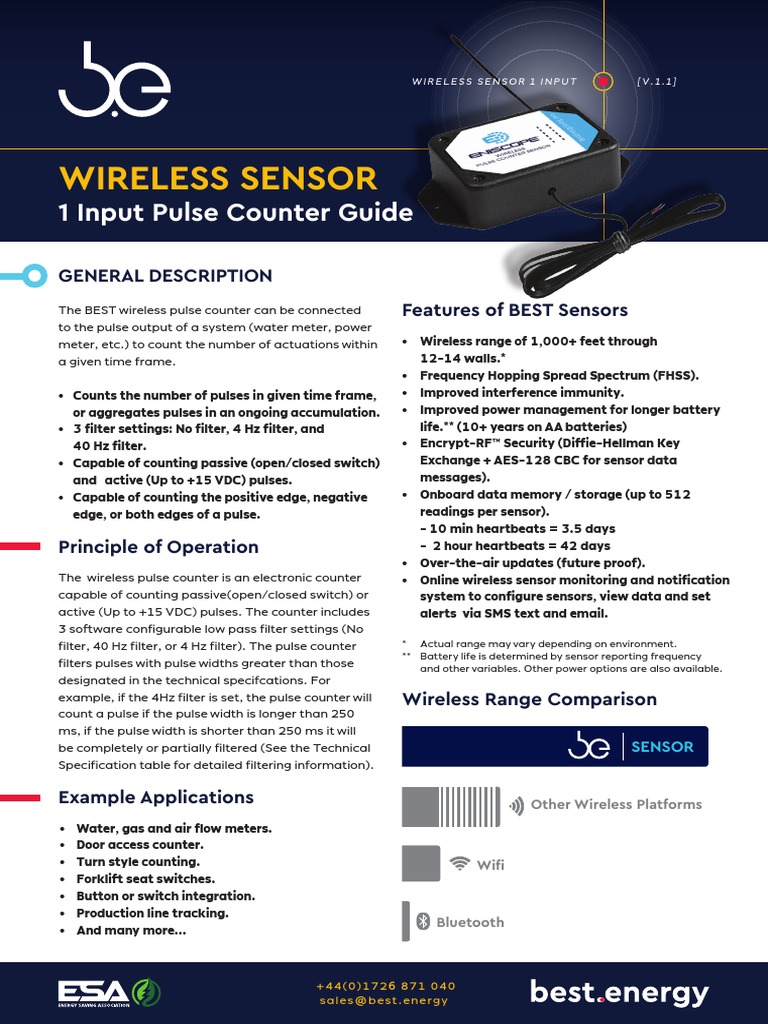 Wireless Sensor: 1 Input Pulse Counter Guide | PDF | Gases | Wireless ...
