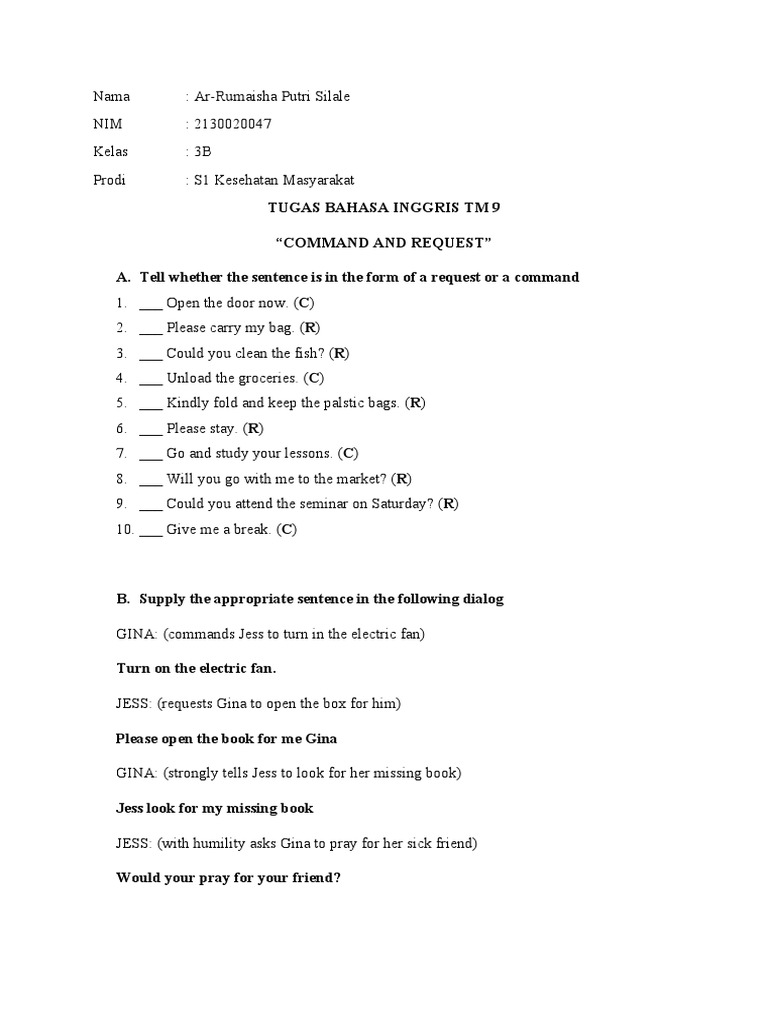 Command and Request | PDF | Language Arts & Discipline