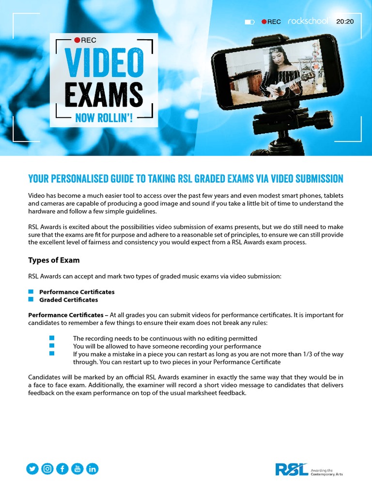 Your Personalised Guide To Taking RSL Graded EXAMS Via Video Submission ...