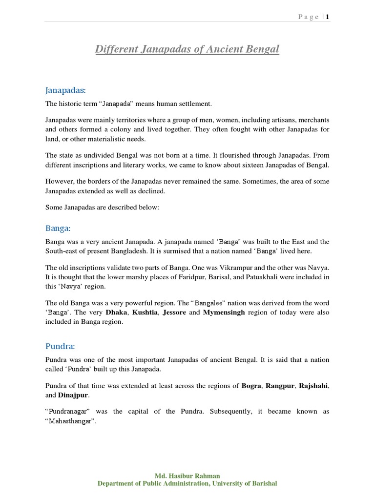 Different Janapadas of Ancient Bengal | PDF | Bangladesh | South Asia