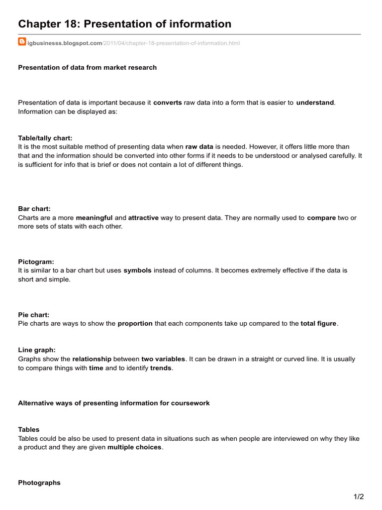 Chapter 18 Presentation of Information | PDF | Chart | Information