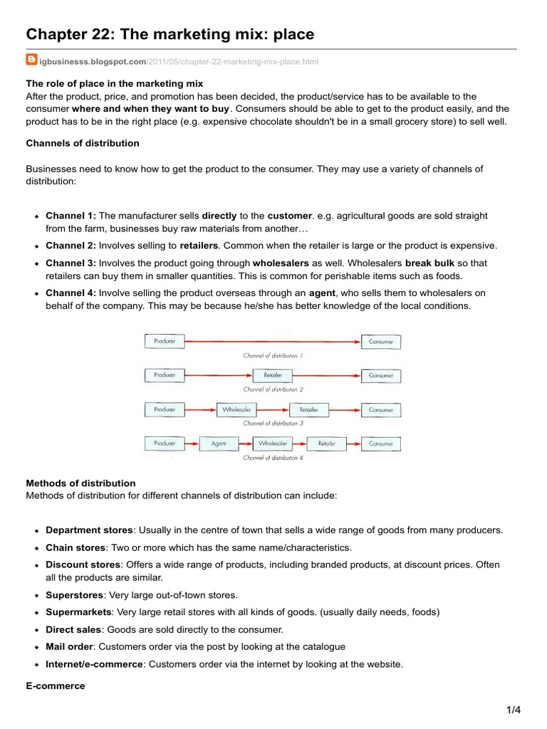 Chapter 22 The Marketing Mix Place | PDF | Retail | E Commerce