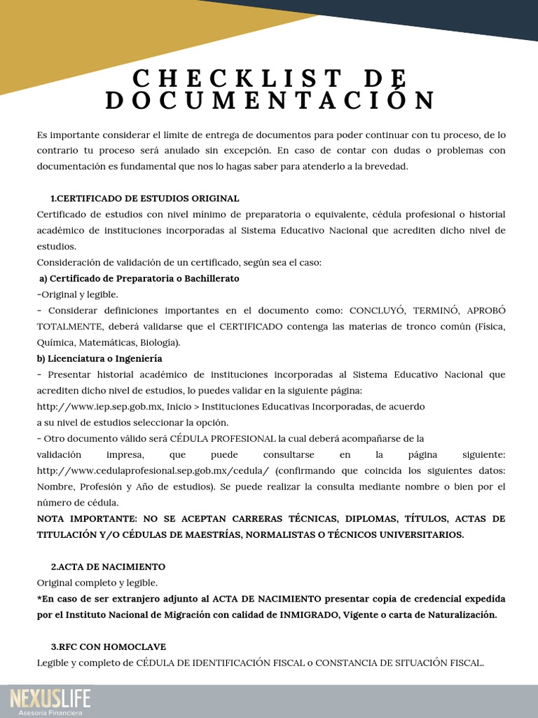 Requisitos Documentales para Proceso | PDF