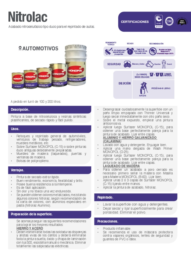 Nitrolac Ficha | PDF | Pintar | Agua
