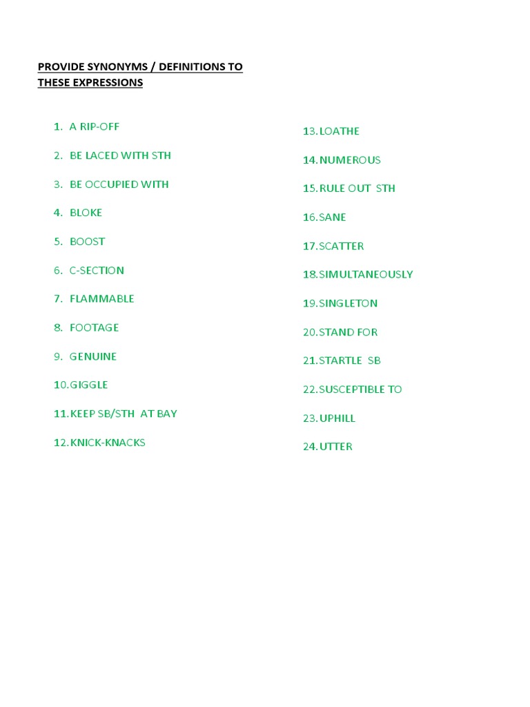 Synonyms and Definitions for Common Expressions | PDF