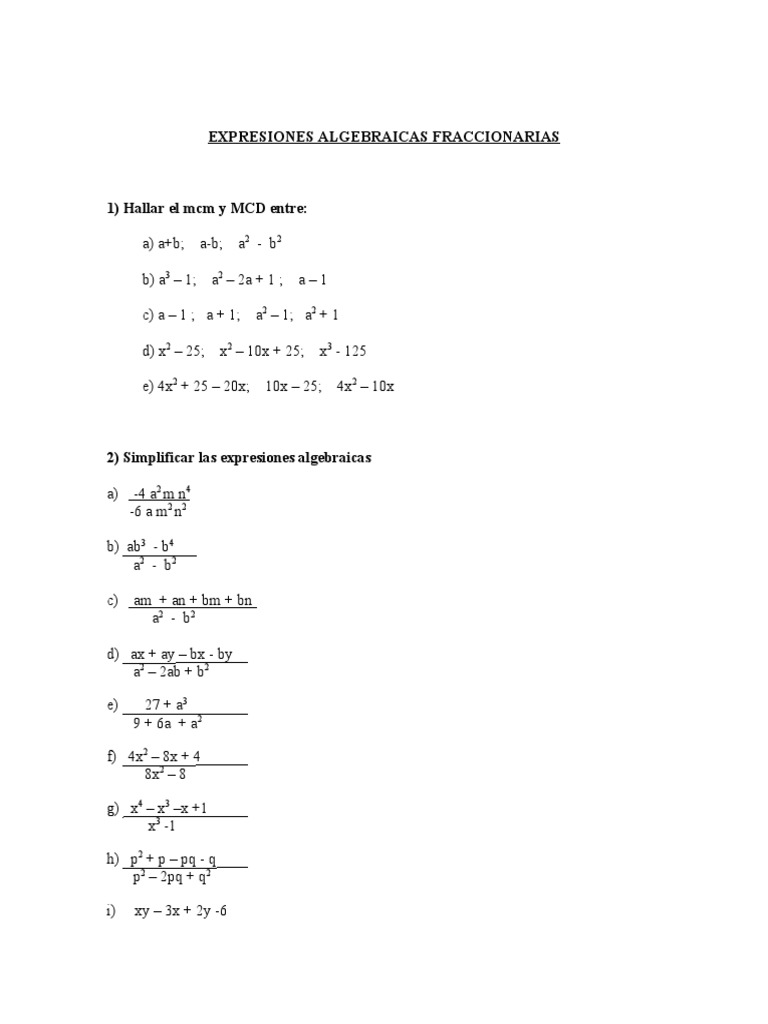 Exp Alg Frac | PDF | Matemáticas