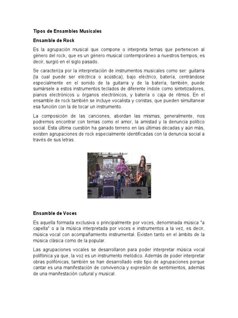 Tipos de Ensambles Musicales | PDF | Cuarteto de cuerda | Instrumentos ...