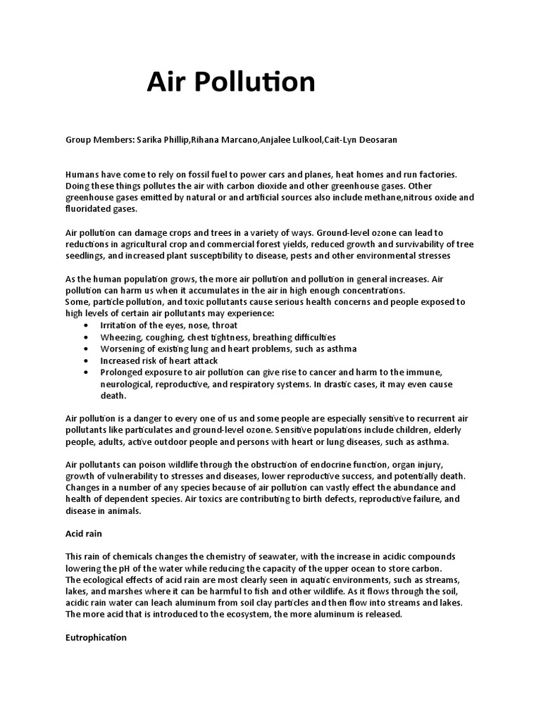 Air Pollution Causes and Effects | PDF | Air Pollution | Waste