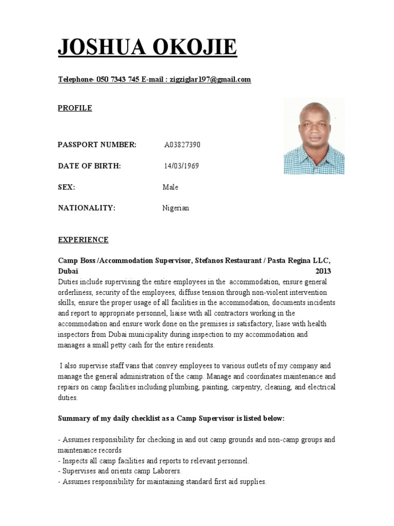 Joshua Resume Updated 01 - 12 - 2015.. | PDF