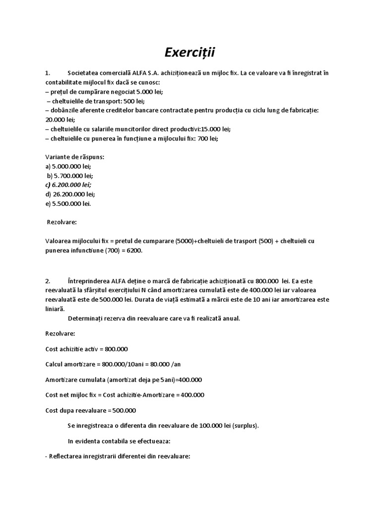 Exercitii CECCAR | PDF