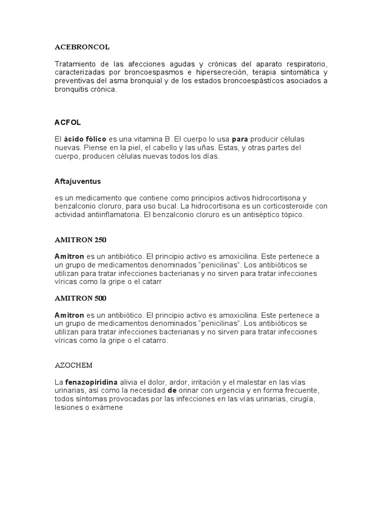 Uso y Dosis de Acebroncol en Asma | PDF | Resfriado comun | Penicilina